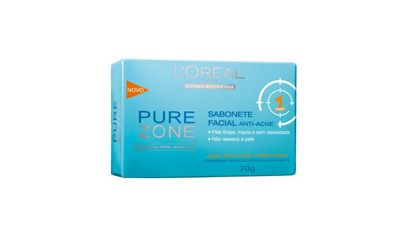 Loreal Pure Zone Sabonete Facial Anti-Acne Passo 1 70g