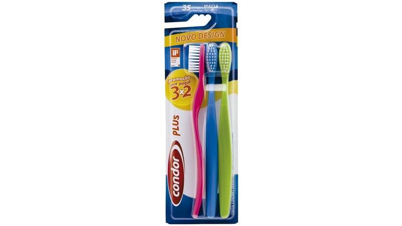 Escova Dental Condor Plus Macia Média Leve 3 Pague 2