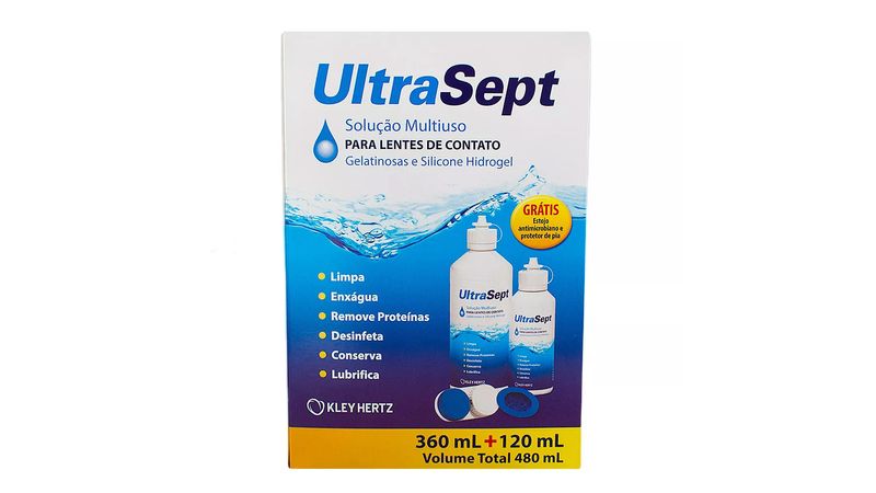 UltraSept Solucao Multiuso para Lentes de Contato 360ml + Gratis 120ml ...
