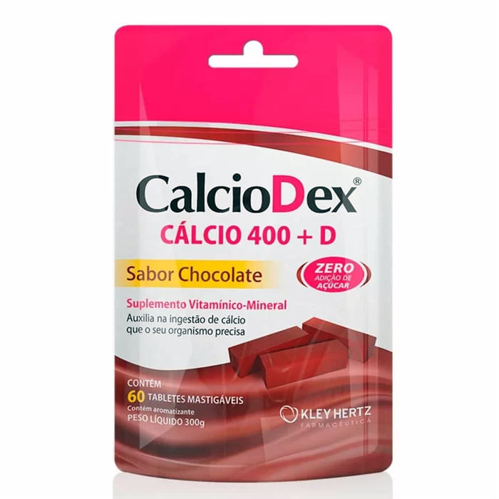 CalcioDex 400+D Tabletes Mastigaveis Sabor Chocolate 60 Unidades