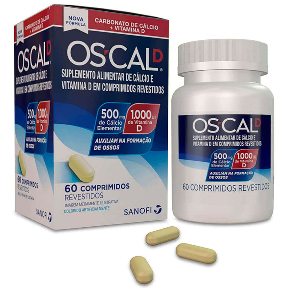 Os-Cal D 500mg + 1.000UI - Suplemento de Cálcio e Vitamina D