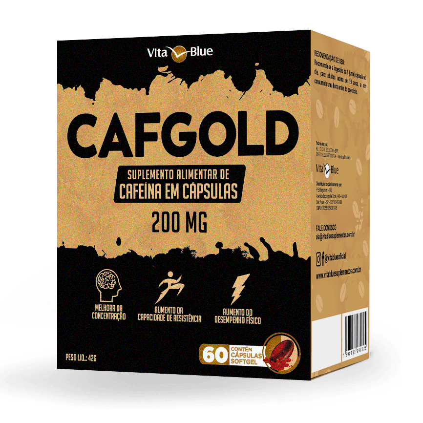 Caf Gold Cafeína 200mg 60 Cápsulas Gel Vita Blue