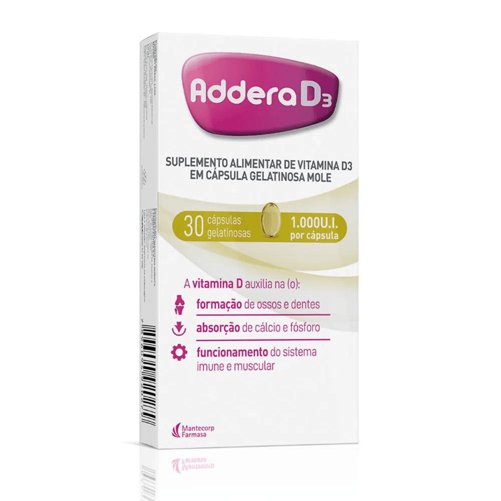 Melhor preço vitamina D Addera D3 1000UI 30 cápsulas