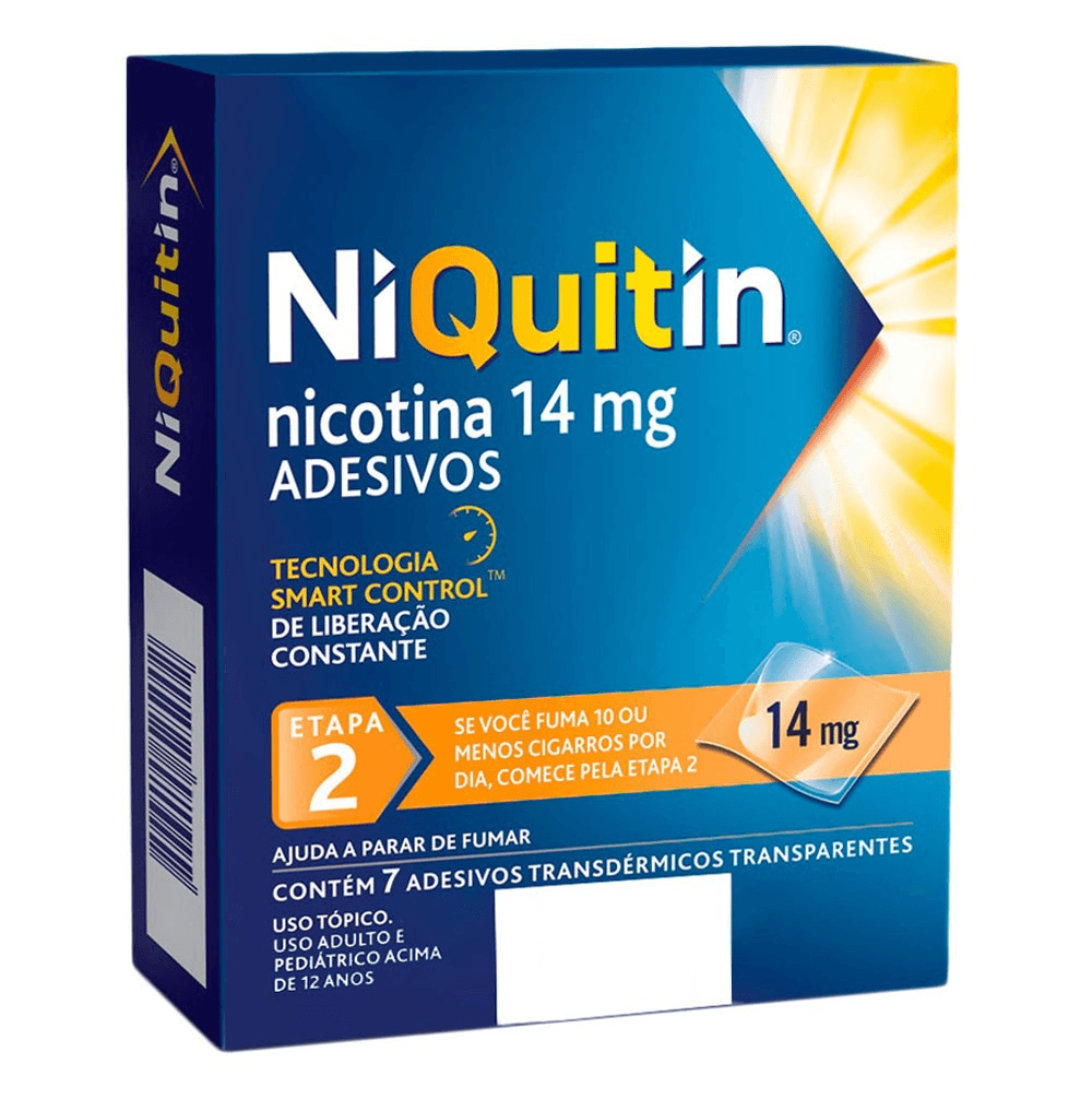 Niquitin 14mg Etapa 2 7 Adesivos Trandérmicos Transparentes