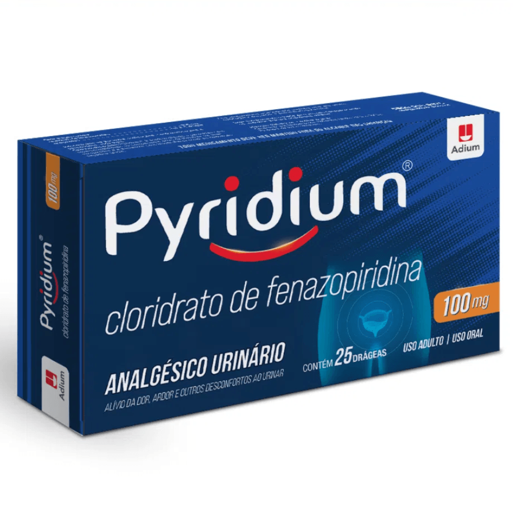 Pyridium 100mg - 25 Drágeas para Alívio de Dor Urinária