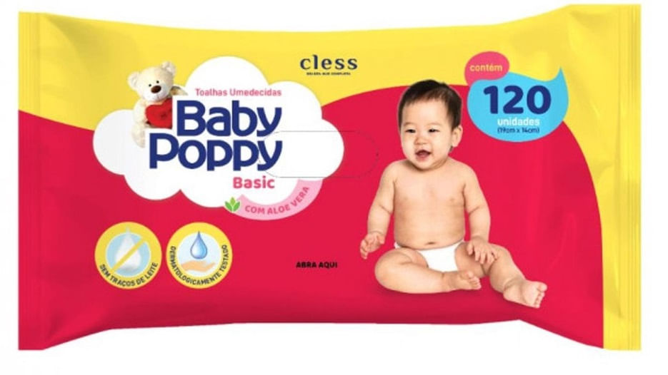 Lenço Umedecido Baby Poppy Basic 120 unidades