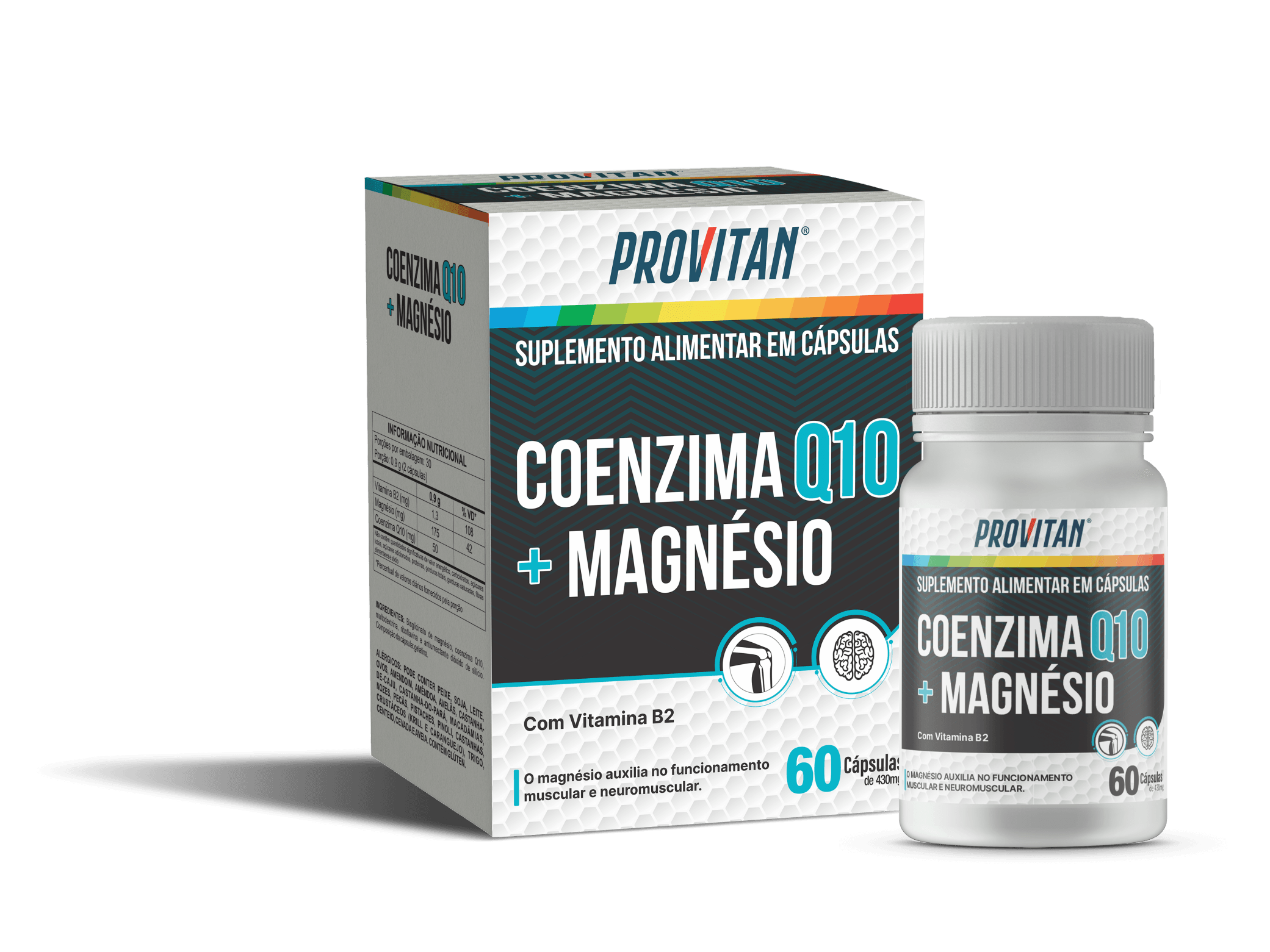 Coenzima Q10 Vit B2 Magnésio Provitan 430 mg | 60 Caps