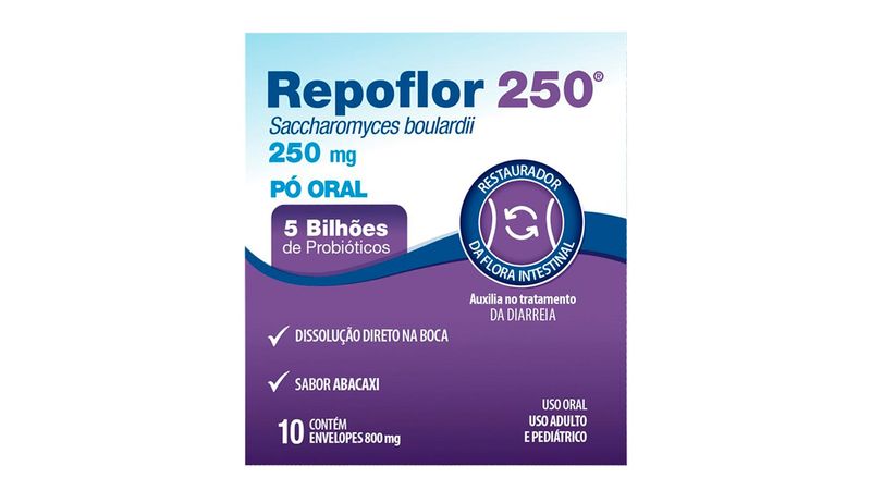 Repoflor 250mg 10 Sachês - Probiótico para Saúde Intestinal